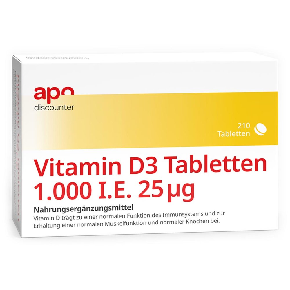 Vitamin D3 Tabletten 1000 I.E. von apodiscounter 210 stk